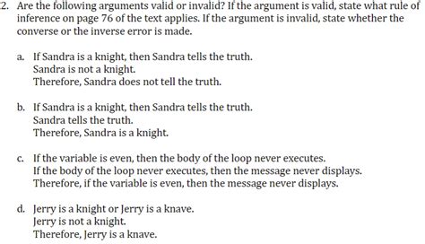 Solved 2 Are The Following Arguments Valid Or Invalid If