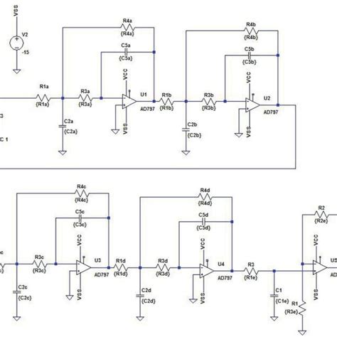 schematic of ninth order multiple feedback chebyshev low pass filter