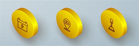 아이소메트릭 라인 자동차 배터리 레이싱 헬멧 및 기어 시프터 아이콘을 설정합니다 벡터 3차원 형태에 대한 스톡 벡터 아트 및 기타 이미지 3차원 형태 교통수단 금고