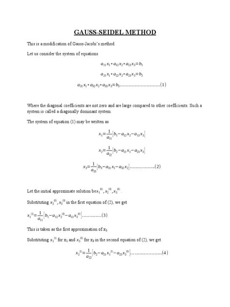 Gauss Seidel Method Pdf Linear Algebra Mathematical Objects