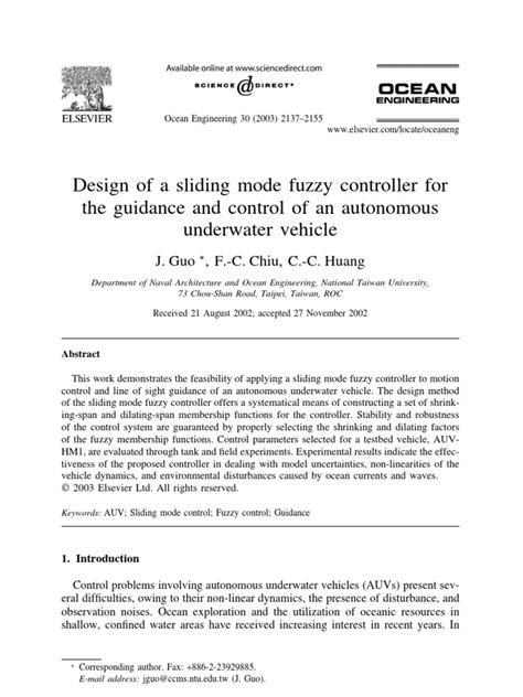 design of a sliding mode fuzzy controller for auv pdf control
