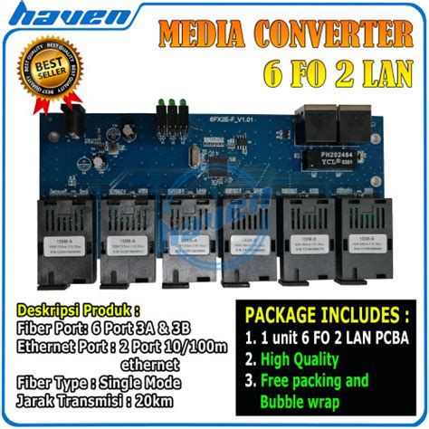 Promo Media Converter 6 Port Fo 2 Port Lan Switch Fiber Optic 100 Mbps Pcba Poe No Adaptor