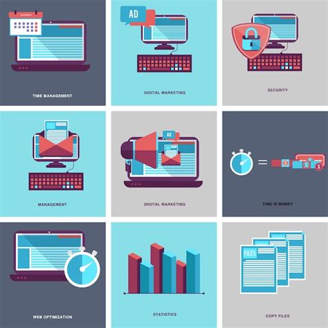 Premium Vector Seo Development Icon Set