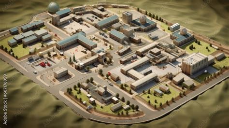 Fortified Military Base Complete With Barracks Command Centers And