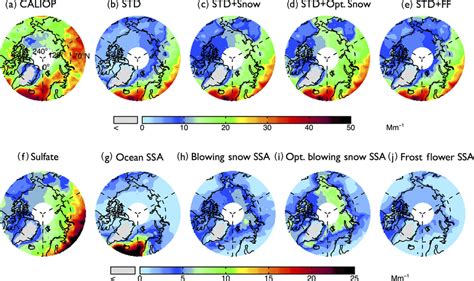 Spatial Distribution Of Mean Aerosol Extinction Coefficients 0 2 Km