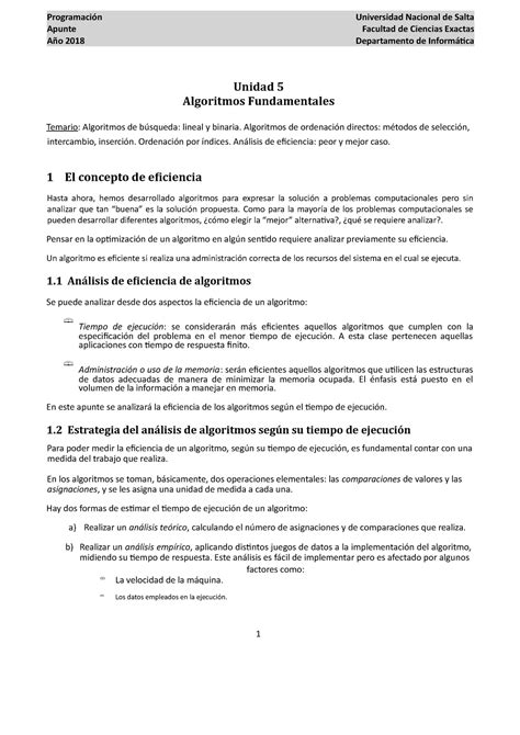Apuntes Algoritmos Fundamentales Apunte Universidad Nacional