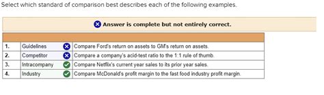 solved select which standard of comparison best describes each of the