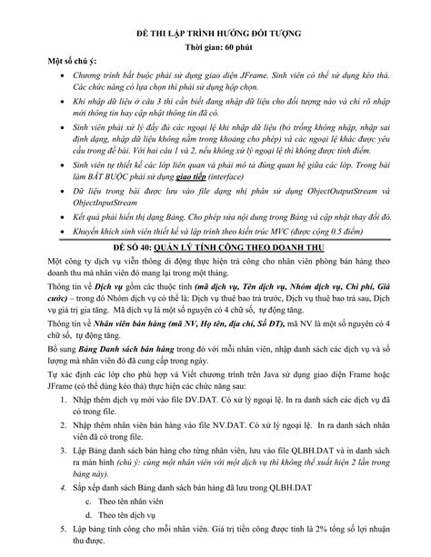 đề thi java ptit PDF