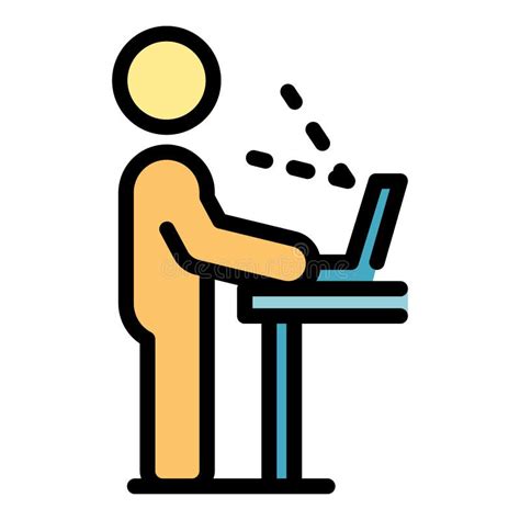 Standing Ergonomic Position Icon Color Outline Vector Stock Vector