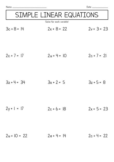 The Solving Linear Equations Form Ax B C I Math Worksheet