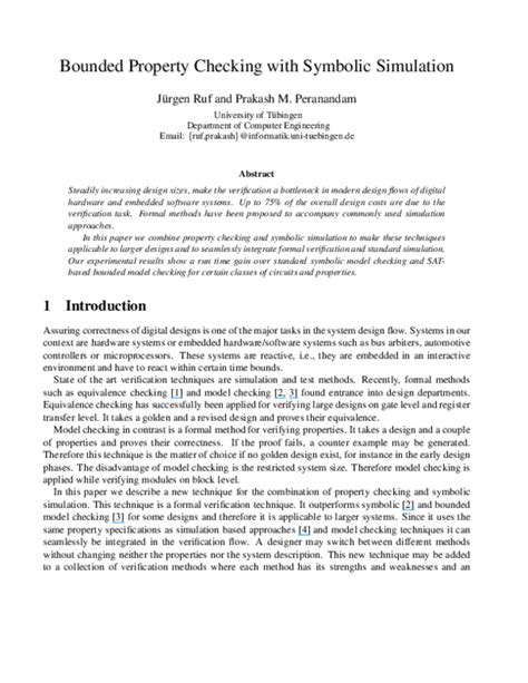 Pdf Bounded Property Checking With Symbolic Simulation