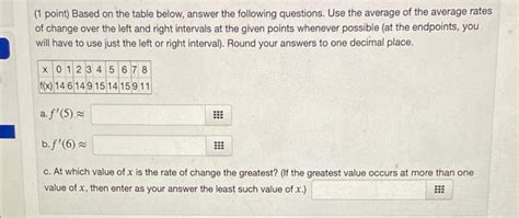 solved 1 point based on the table below answer the