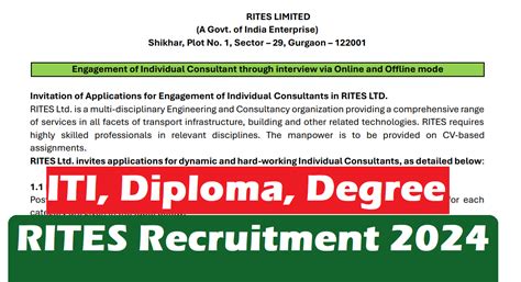 rites recruitment 2024 iti diploma graduate latest vacancy 2024 27