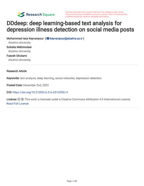 Pdf Dddeep Deep Learning Based Text Analysis For Depression Illness Detection On Social Media
