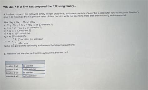 Solved Chec A firm has prepared the following binary integer | Chegg.com