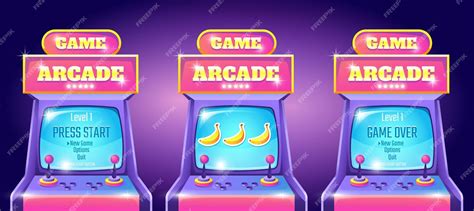 Premium Vector Arcade Game Machine Retro Style Screen Concept Graphic Design Illustration Element