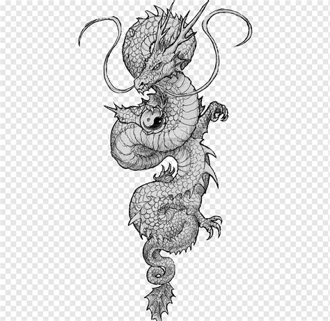 중국 용 문신 일본 용 그림 용 잉크 용 단색화 Png Pngwing