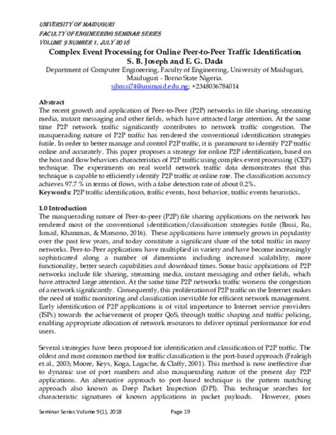 Pdf Complex Event Processing For Online Peer To Peer Traffic Identification
