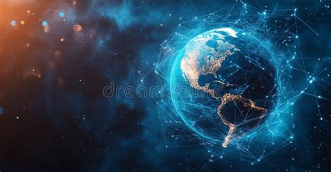 A Night Earth Global Virtual Internet World Connection Of Internet