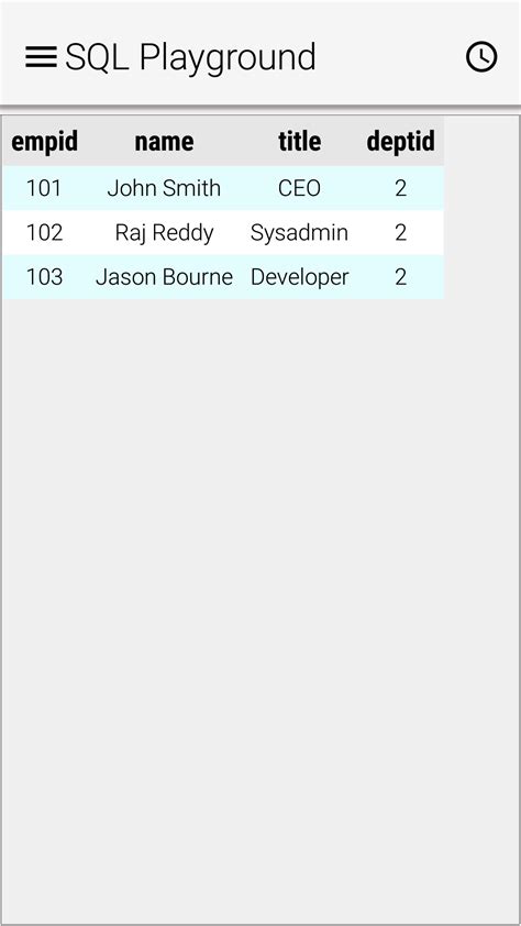 Sql Playground Sql Tutorial In The Browser Iphone Ios Android