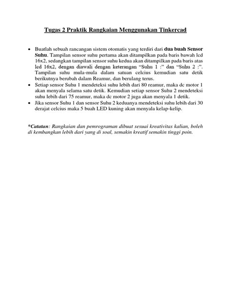 Tugas 2 Praktik 2 Sensor Suhu Lcd 2 Dc Motor Dan Led Pdf