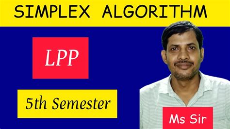 Lpp Simplex Algorithm Semester 5 Youtube