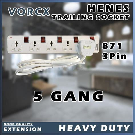 Henes 2meter 5meter Trailing Socket Extension 3pin Multi Sirim Approved Shopee Malaysia