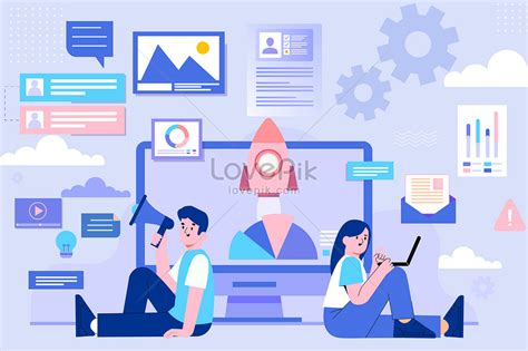 회사 시작 워크플로우 일러스트 무료 다운로드 Lovepik