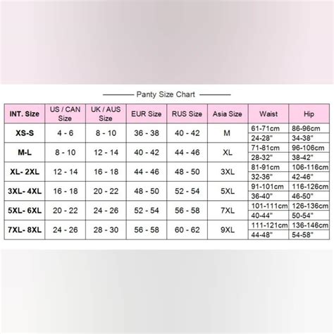 Max Panty Size Chart At Doreen Woods Blog