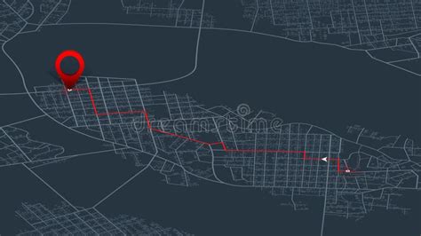 Abstract Navigation Plan Rout Location Marked With Pin On Isometric
