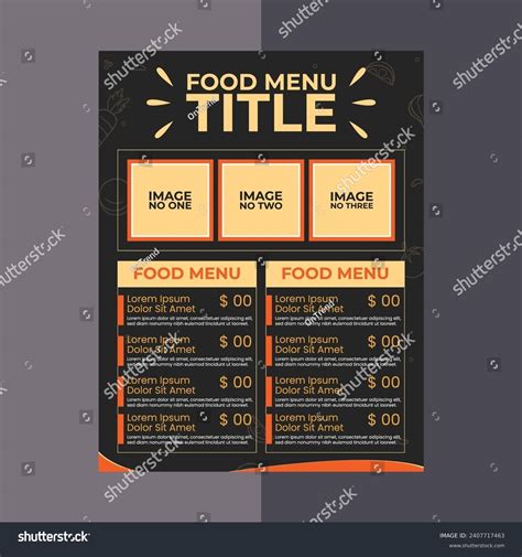 One Pager Restaurant Menu Design Template Stock Vector Royalty Free