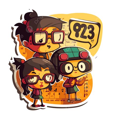 만화 캐릭터 일러스트 클립 아트를 갖춘 학교 스티커 벡터 고립 된 만화 수학 클래스와 스티커 디자인 상표 캐릭터 일러스트 Png 일러스트 및 벡터 에 대한 무료