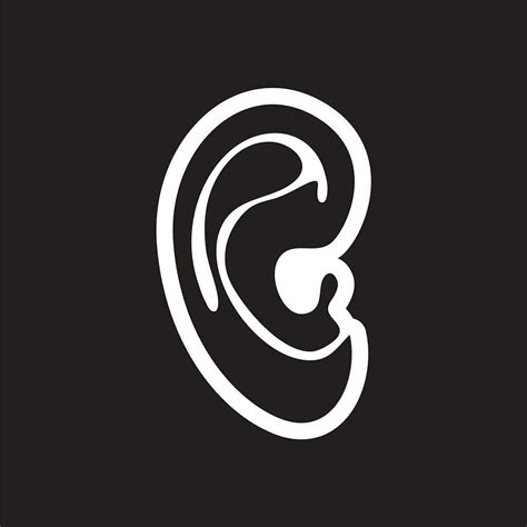 세련 된 흑백 아이콘 인간의 귀 벡터 Eps Ai Uidownload