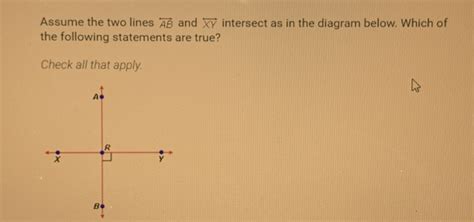 Assume The Two Lines A B And X Y Intersect As In The Diagram Below Which Of The Following
