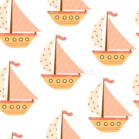 Boats Seamless Pattern Marine Theme Stock Vector Illustration Of