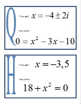 Alg 2 Solving Quadratic Equations Scavenger Hunt By Vicki Hines