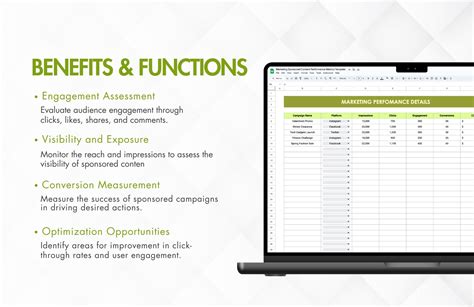 Marketing Sponsored Content Performance Metrics Template In Excel