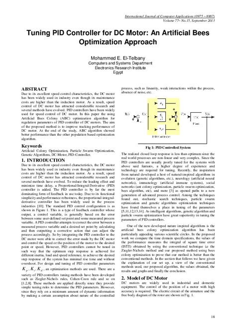 pdf pid controller optimization for dc motors using abc