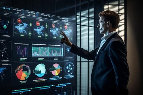 Businessman Touch Automated Data Management System Premium Ai