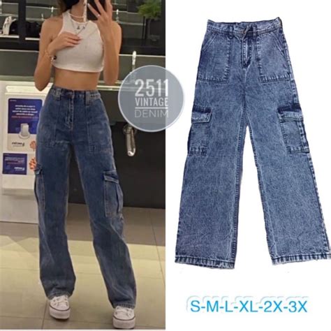 New กางเกงยีนส์คาร์โก้ ไซส์ M Allonhand Landme Thaipick