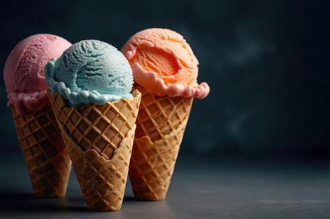 Premium AI Image Cone With Two Scoops Of Different Ice Cream Flavors