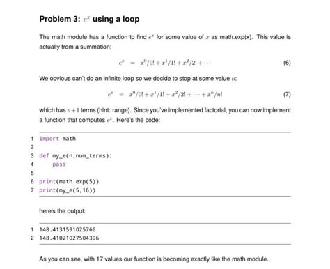 Solved The Math Module Has A Function To Find Ex For Some Chegg