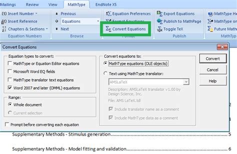 Converting Word 2007 Equations Into 2003 Or Mathtype Equations Xcorr