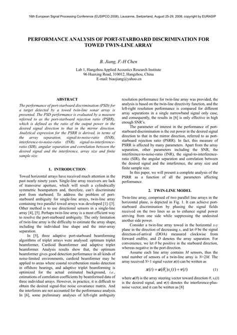 Pdf Performance Analysis Of Port Starboard Discrimination For Towed