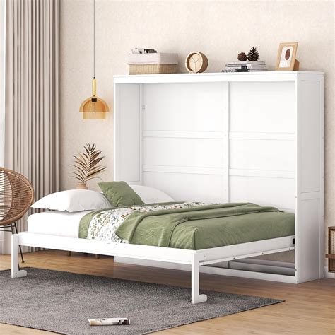 Luxyhoom Full Murphy Cabinet Bed Wall Bed Hideaway Folding Beds
