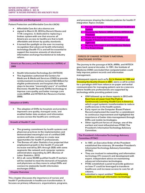 Chapter 16 Nursing Informatics And Healthcare Policy Pdf Health