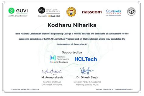 Niharika Kodharu On Linkedin Sawitai Learnathon Generativeai