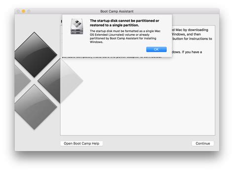 Bootcamp Partition Alert Message When Using Boot Camp Assistant The Startup Disk Cannot Be