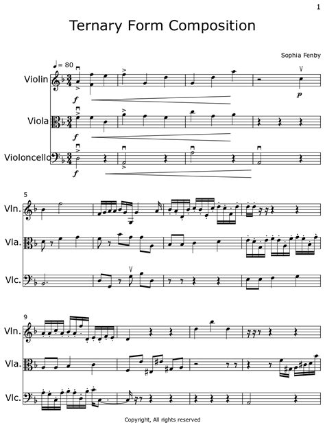 Ternary Form Composition Sheet Music For Violin Viola Cello
