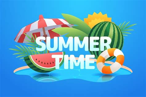 Free Vector Summer Time Text On Illustrated Beach
